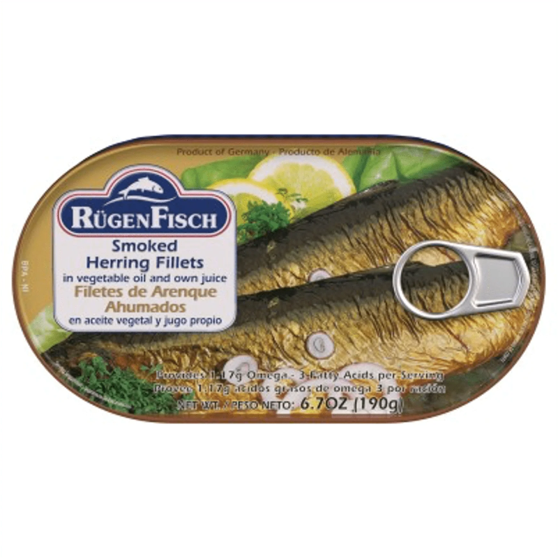 Smoked Herring Fillets in Veg Oil & Own Juice 190g - Rugenfisch – Ricco ...